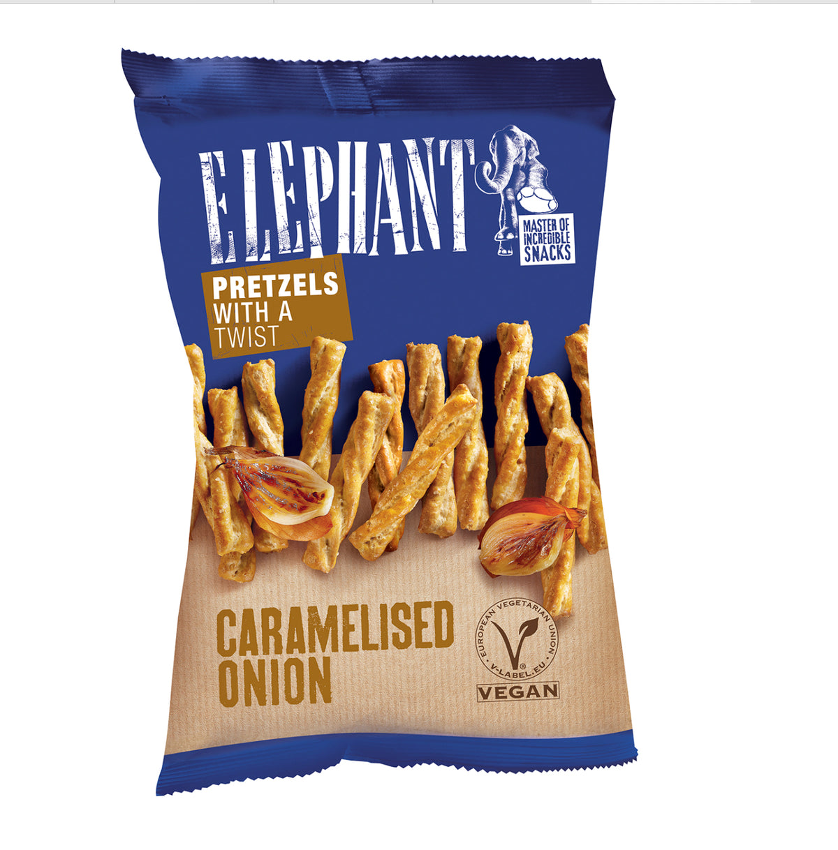 ELEPHANT Karamelize Soğanlı Burgu Kraker 160 g— Vegan Dükkan